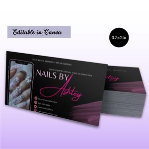 Nail Tech Business Card Template, Nail Technician Instagram Card, DIY ...