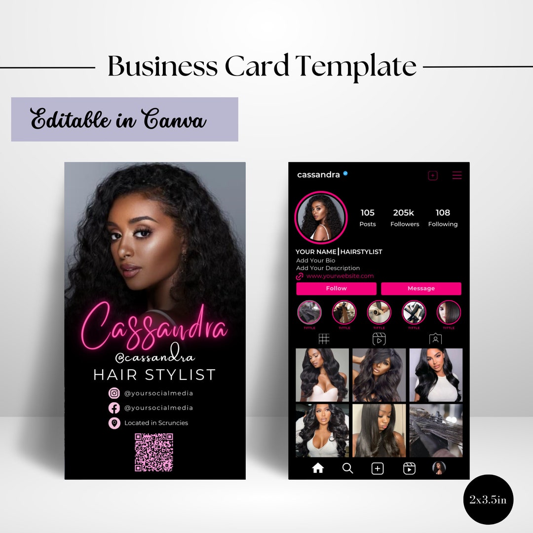 Instagram Business Card, IG Business Card, Canva Business Card Template ...