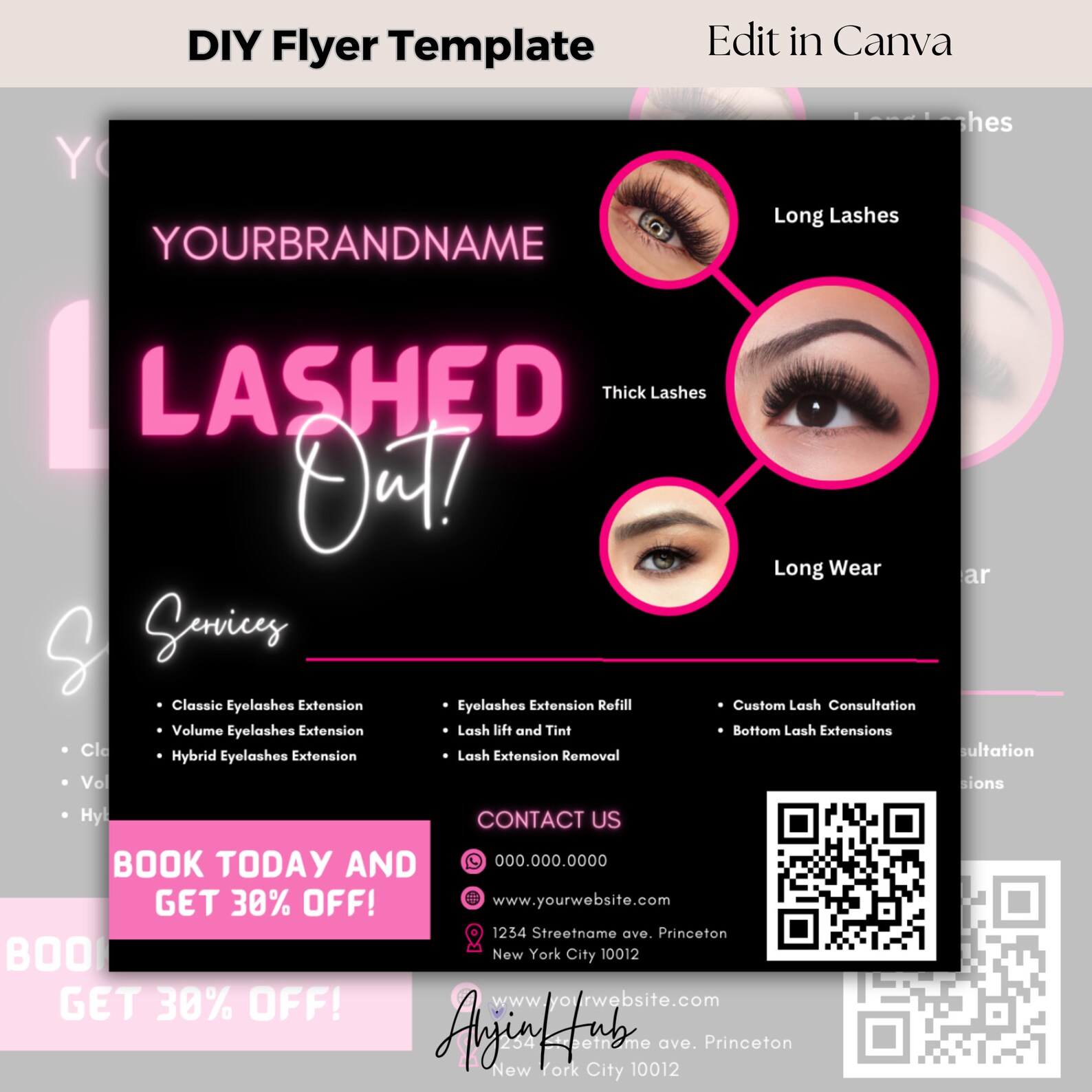 Lash Services Flyer, DIY Flyer Template Design, Lash Special Flyer ...
