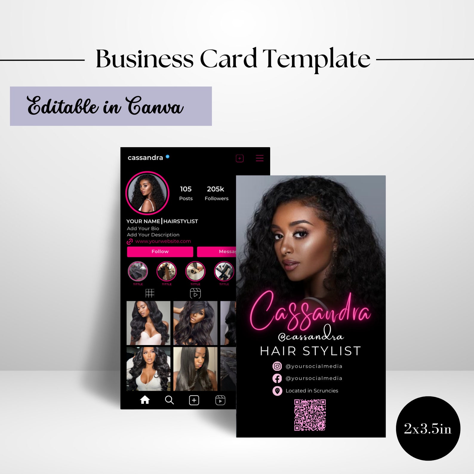 Business Card Template, Hair Business Card Design, Digital Business ...