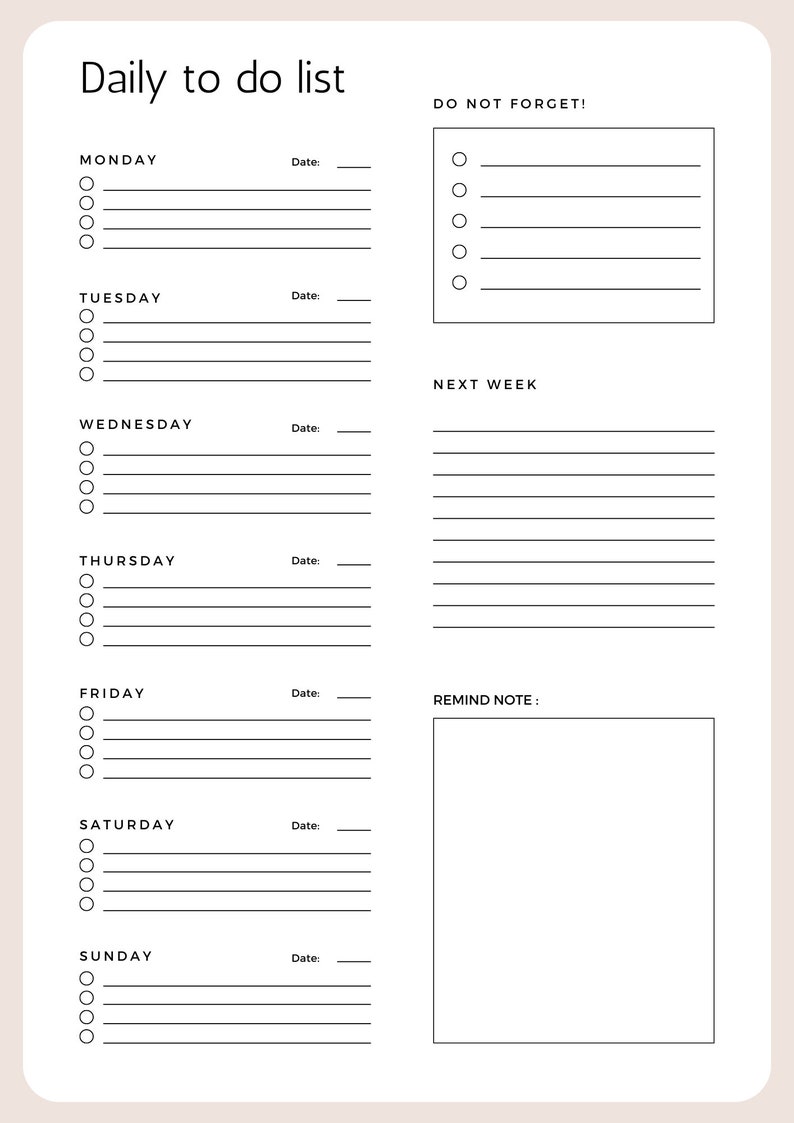 Printable to Do List, Daily Task List, Productivity Planner, A4 PDF ...