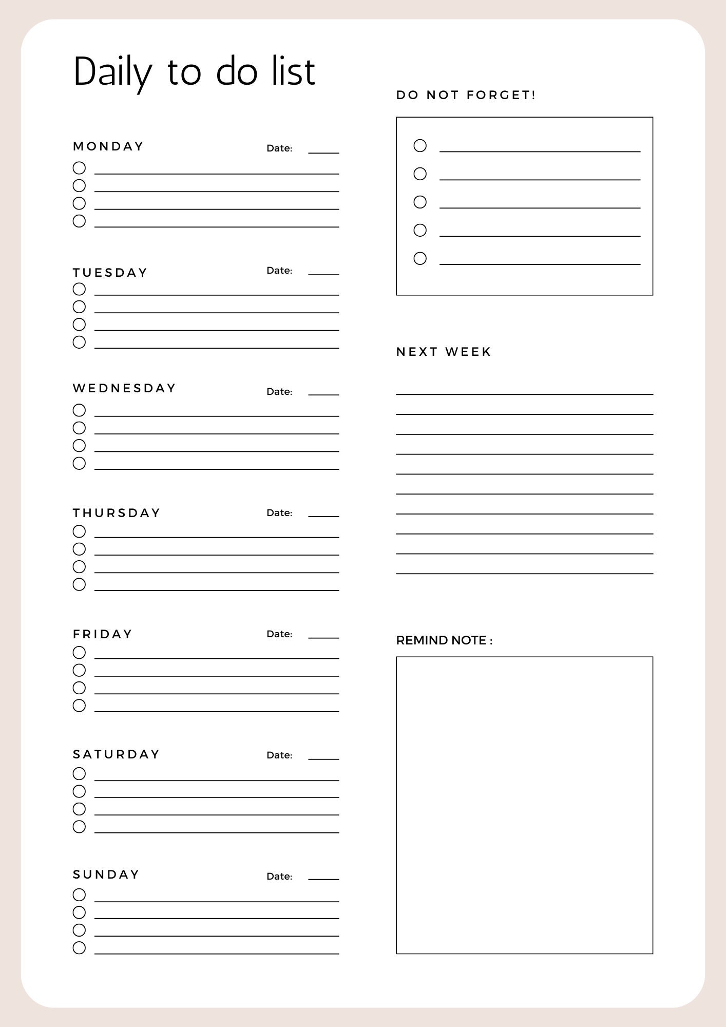 Printable to Do List, Daily Task List, Productivity Planner, A4 PDF ...
