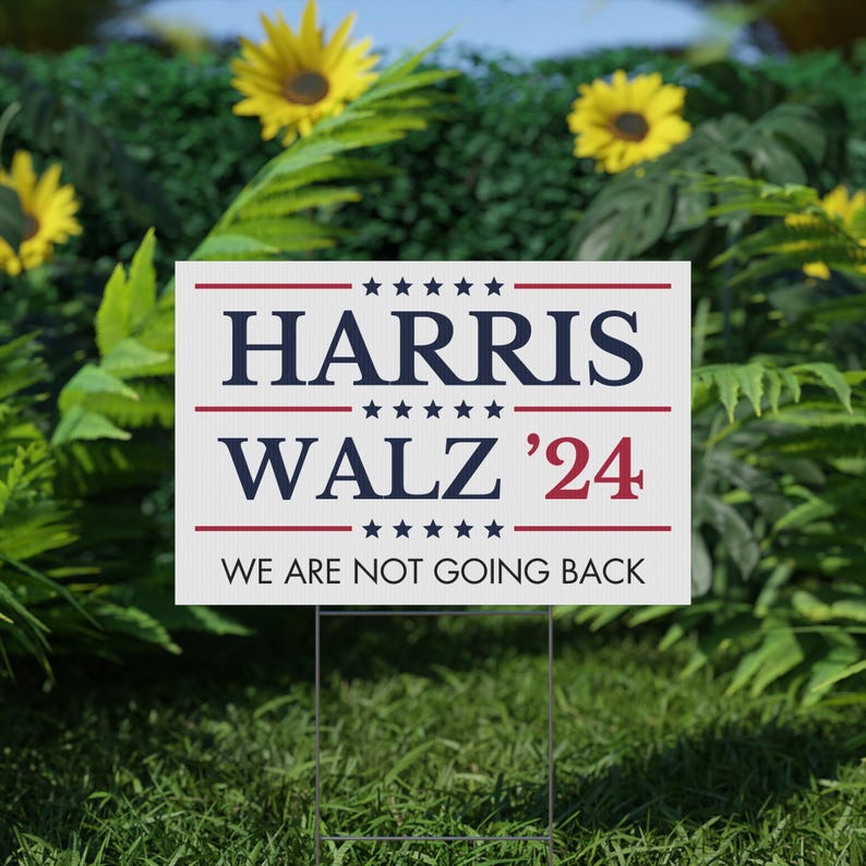 Kamala Harris Tim Walz 18x12 Plastic Yard Sign, 2024 Presidential ...