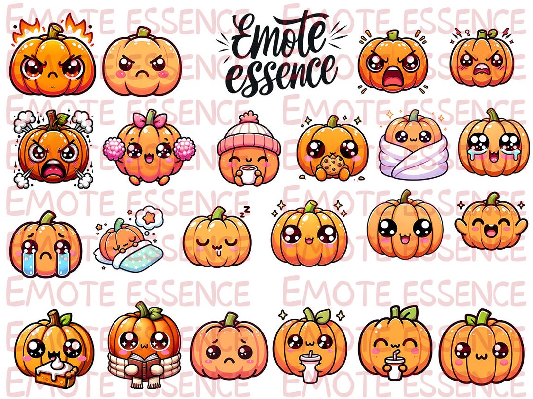 Kawaii Pumpkin Emote Pack: 22 Adorable Twitch Icons for Autumn ...