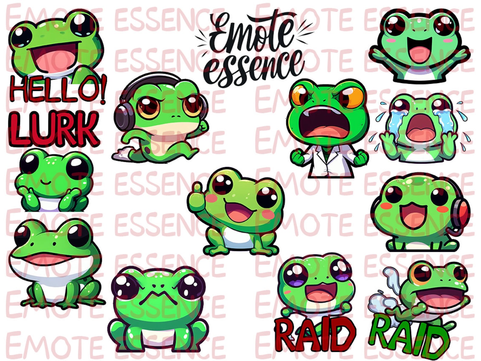 12 Kawaii Froggy Emotes Pack for Twitch and Discord Cute Frog Stickers ...