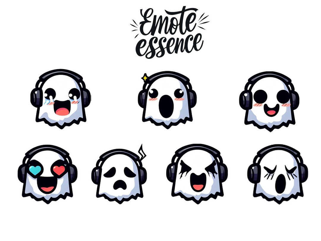 Set of 7 Adorable Chibi Ghost Emotes for Twitch Streamers - Cute ...