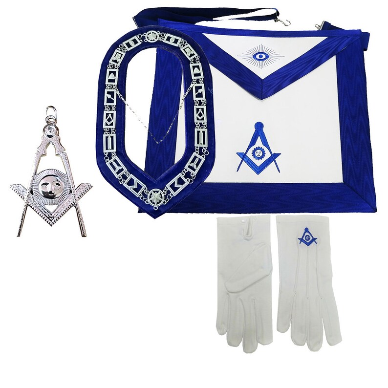 Masonic Regalia Blue Lodge Senior Deacon Apron Chain Collar Gloves One ...