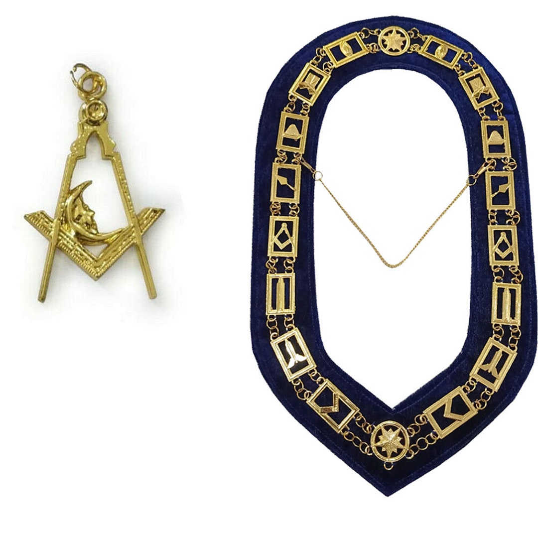 Masonic Regalia Blue Lodge Golden Plated Chain Collar With Jewel Junior ...
