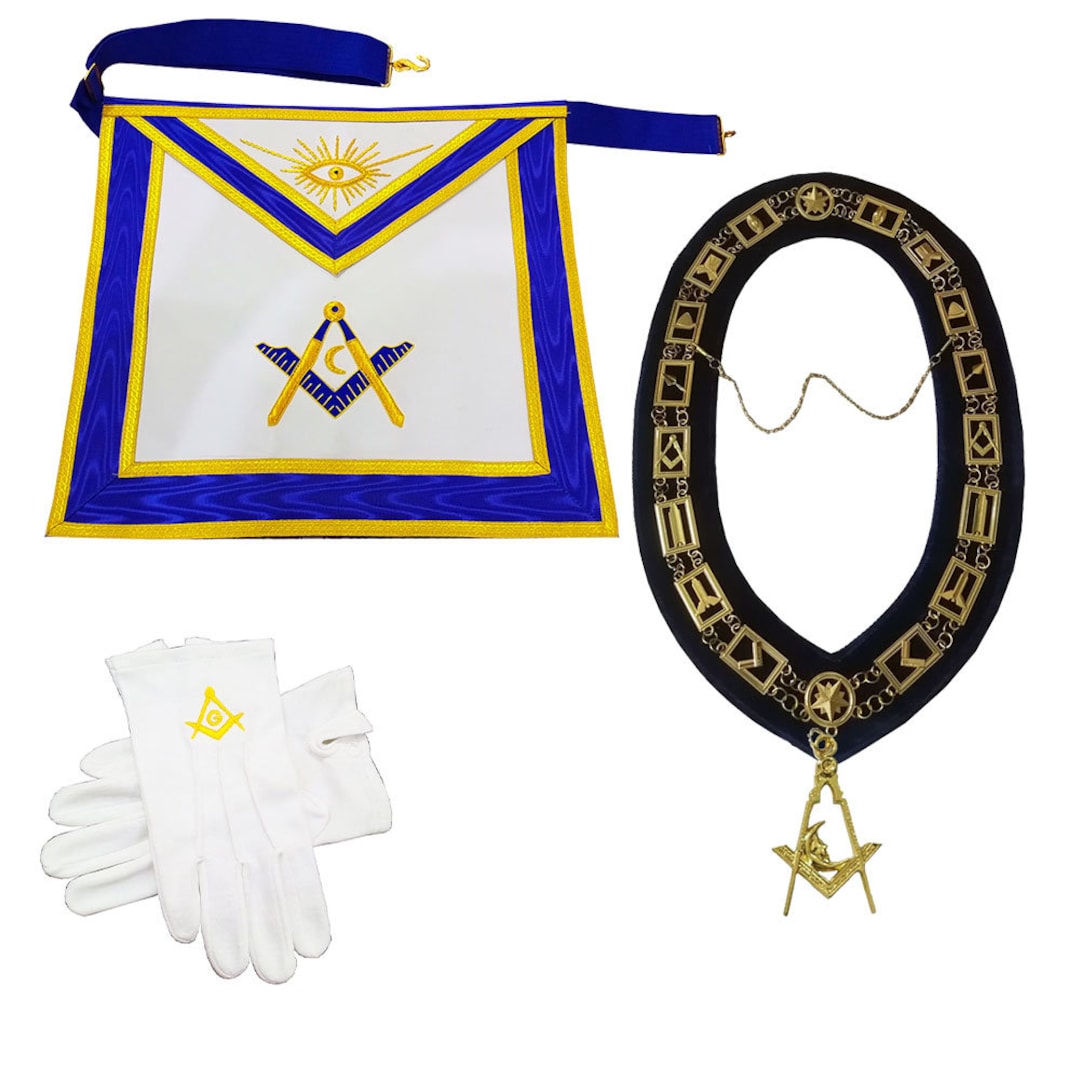 Masonic Regalia Blue Lodge Junior Deacon Hand Embroidered Apron Chain ...