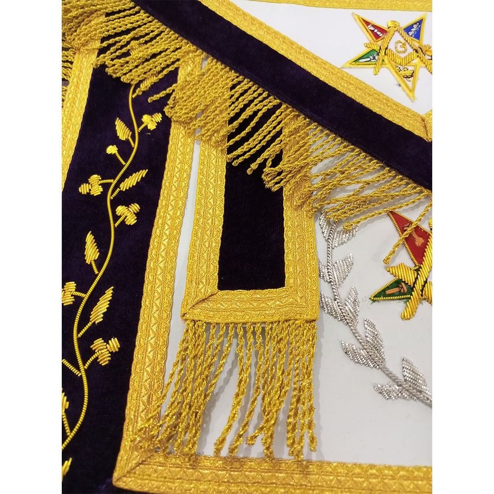Masonic Regalia O.E.S Patron Apron Collar Cuffs One Set Hand ...