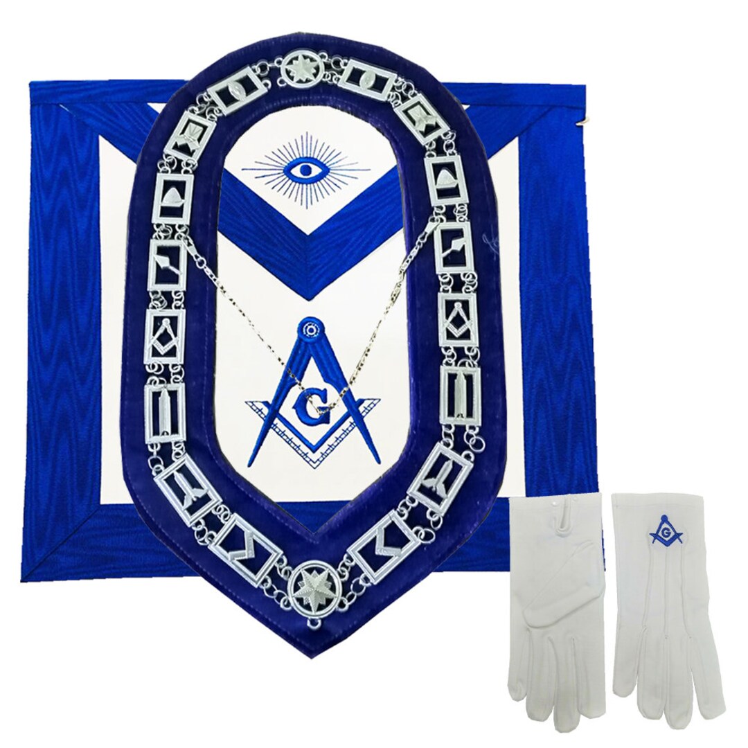 Masonic Regalia Blue Lodge Master Mason Embroidered Apron Chain Collar ...