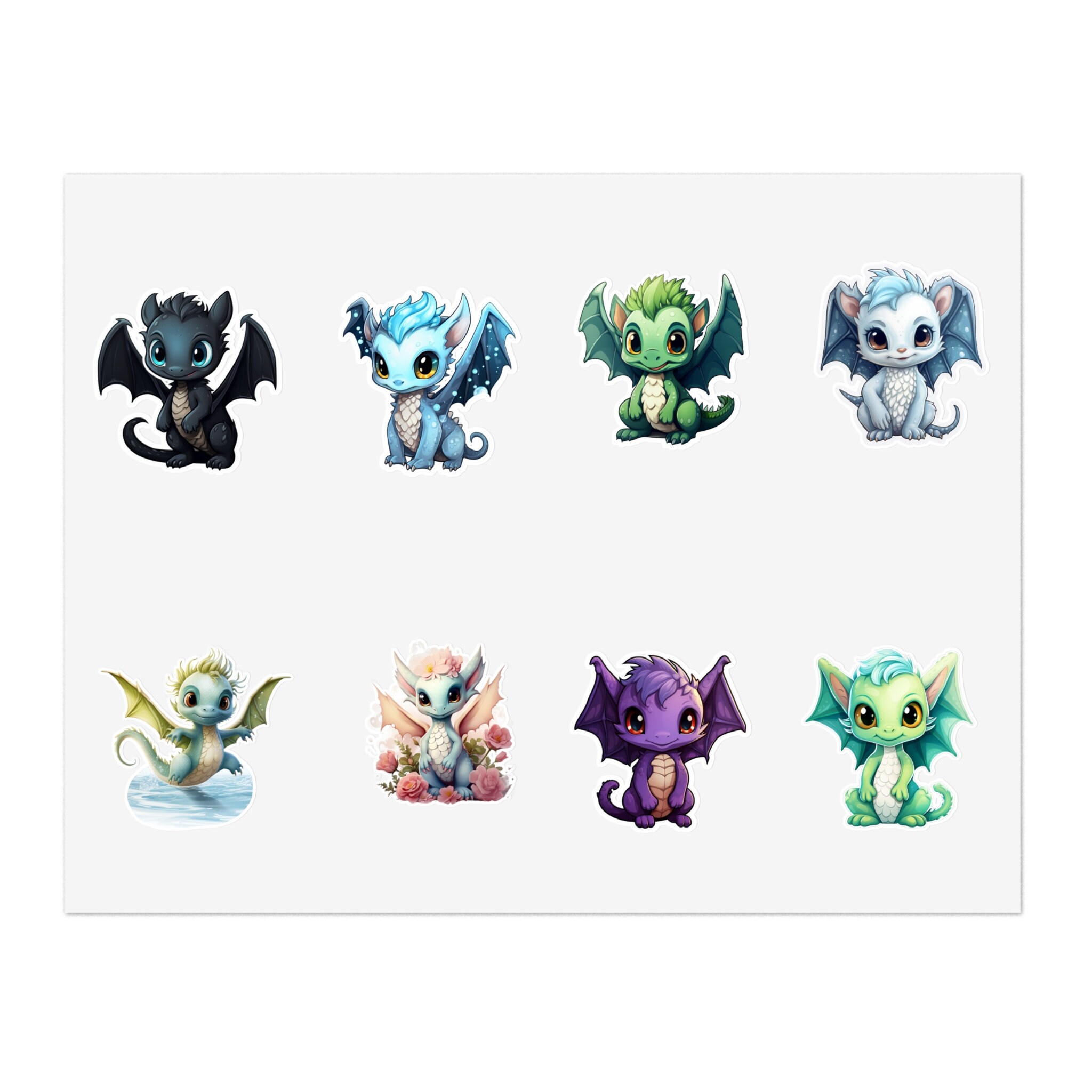 Cute Colorful Baby Dragon Sticker Sheets Baby Dragon Stickers Cute Baby ...