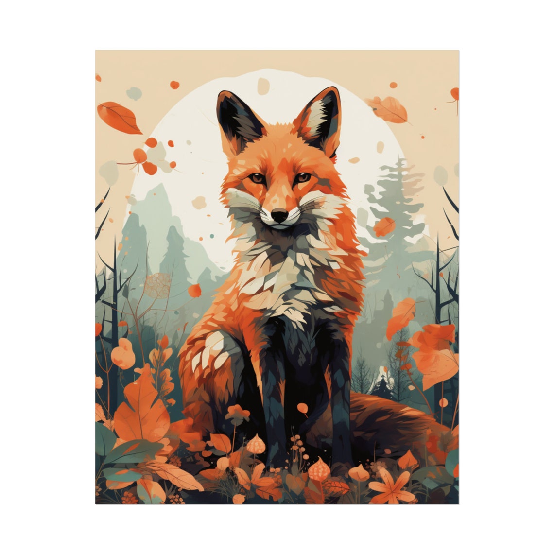 Watercolor Fox Poster for Fox Lover Lofi Fox Print Cute Fox Wall Art ...