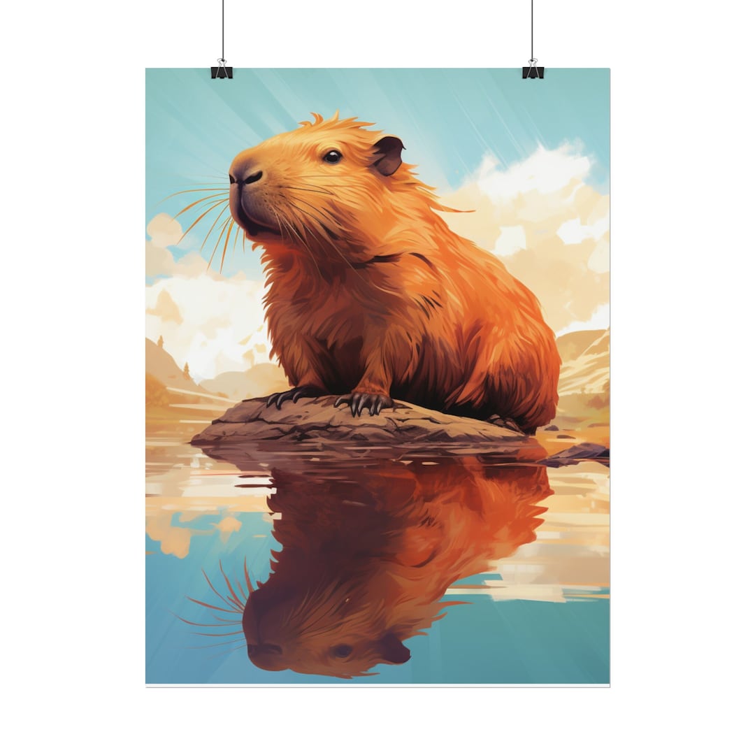 Capybara Poster Cute Capybara Print Funny Wall Art Gift Animal Art Teen ...