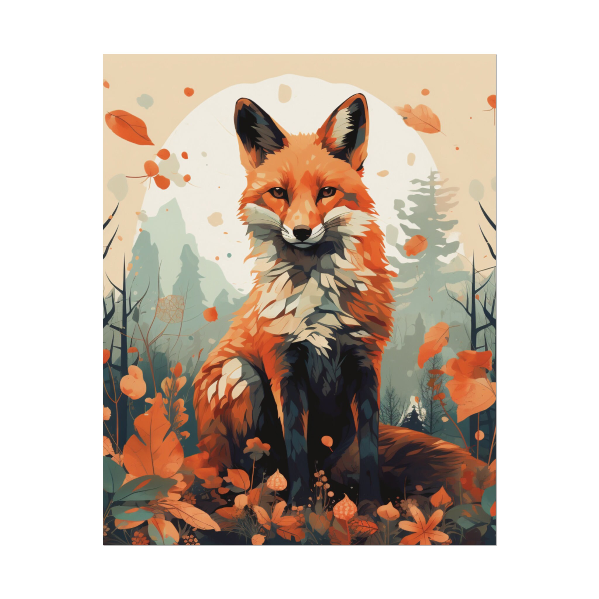 Watercolor Fox Poster for Fox Lover Lofi Fox Print Cute Fox Wall Art ...
