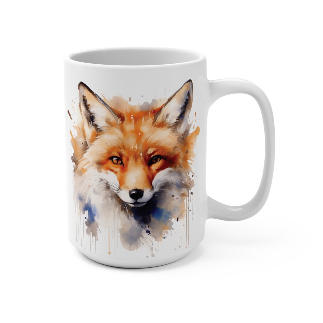 Watercolor Fox Mug Large Fox Art Mug for Mom Cute Fox Mug Fox Coffee ...