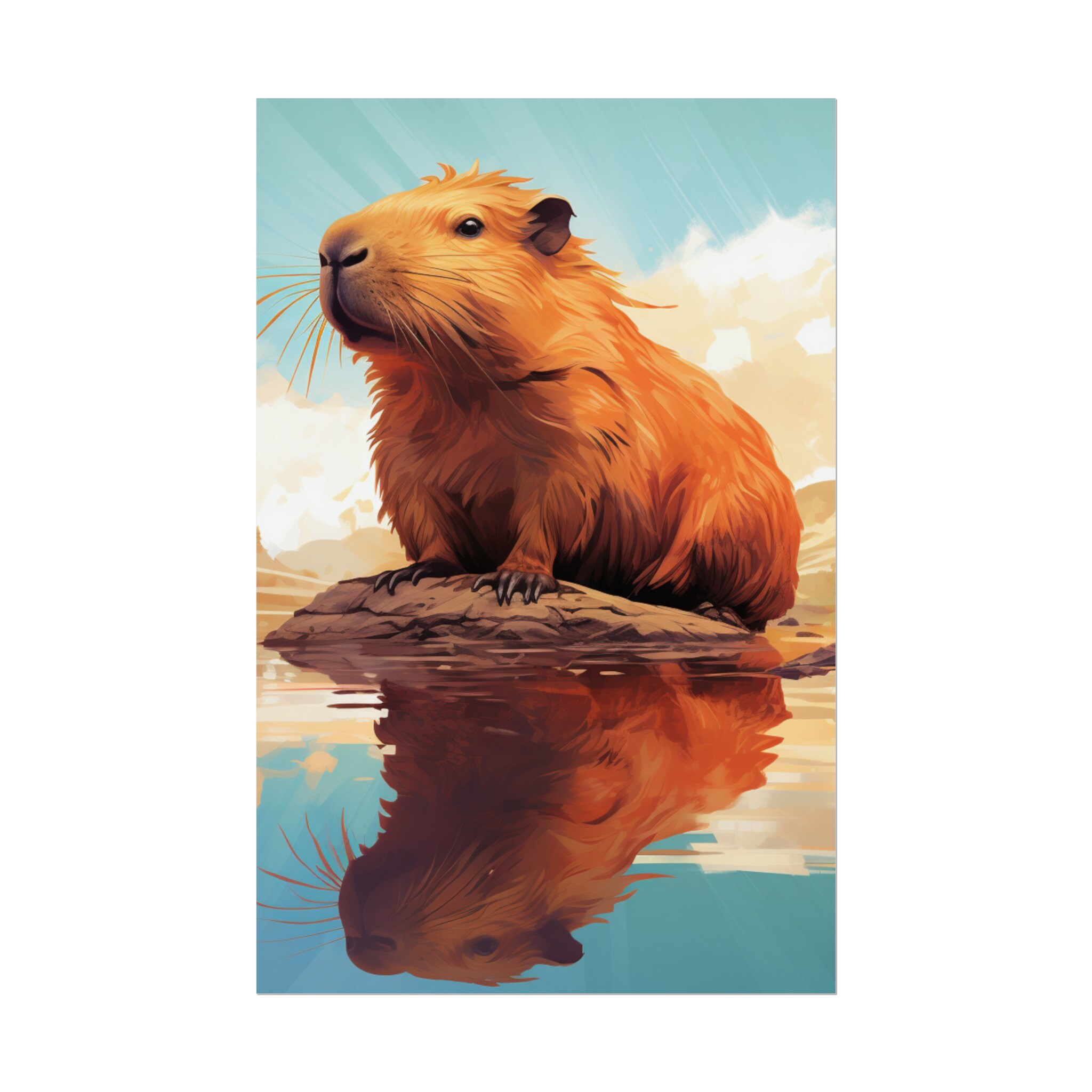 Capybara Poster Cute Capybara Print Funny Wall Art Gift Animal Art Teen ...