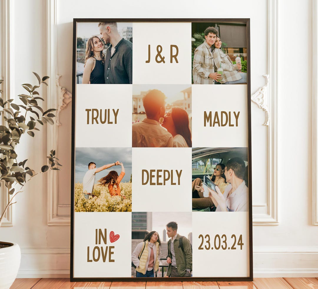 Personalized Photo Collage Poster | Anniversary Gift (digital Download ...