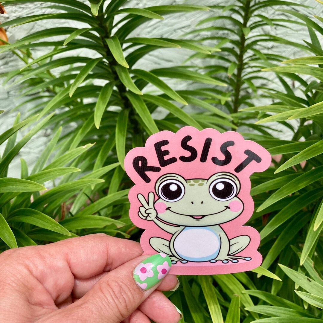 Cute Soft Political Resist Frog, Waterproof Viynl Sticker - Etsy