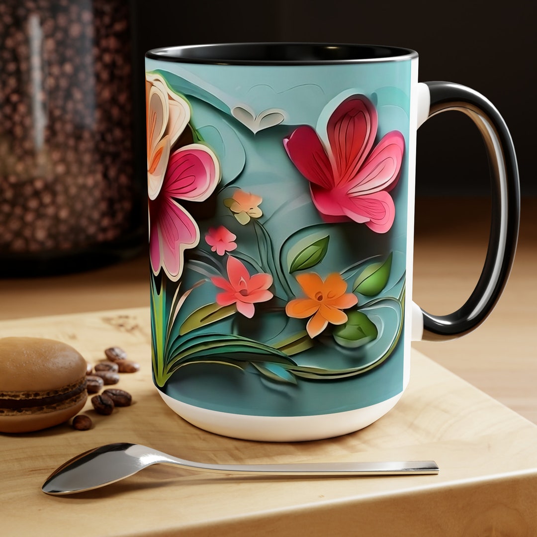 Flower Coffee Mug, Flower Art , Plant Mug, 3D Art Mug, Gift for Mom ...