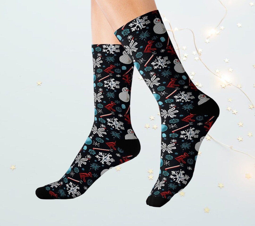 Christmas Sock,autumn Winter Snowflake Sock,holiday Sock,happy Snowman ...