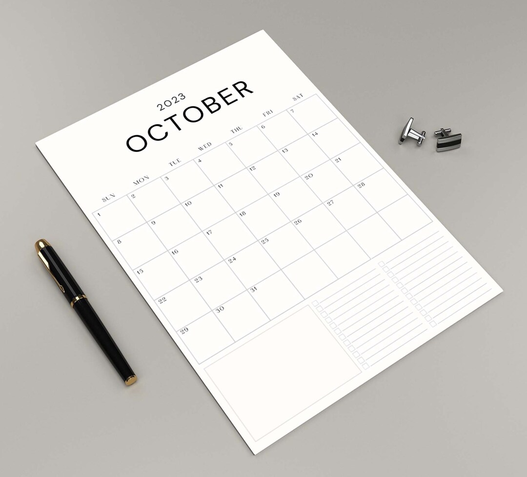 October Calendar Printable A4 October Clean - Etsy