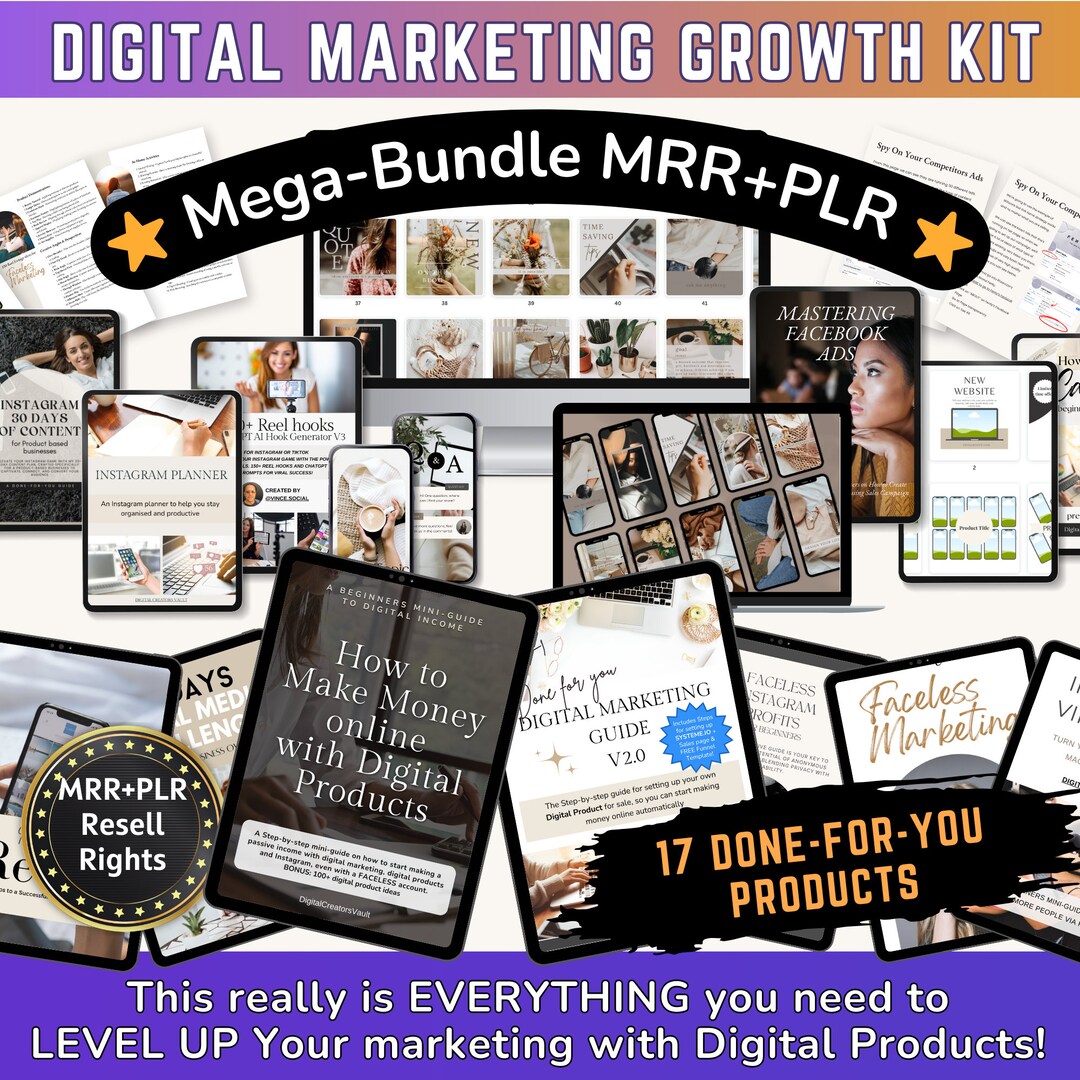 Digital Marketing Growth KIT Mega-bundle Instagram Ebook Guides Work ...