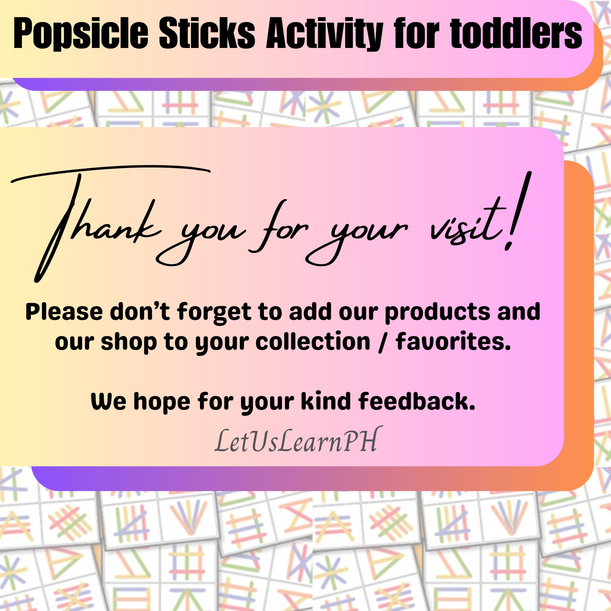 Shapes Popsicle Sticks Patterns Activity for Preschool Toddlers ...
