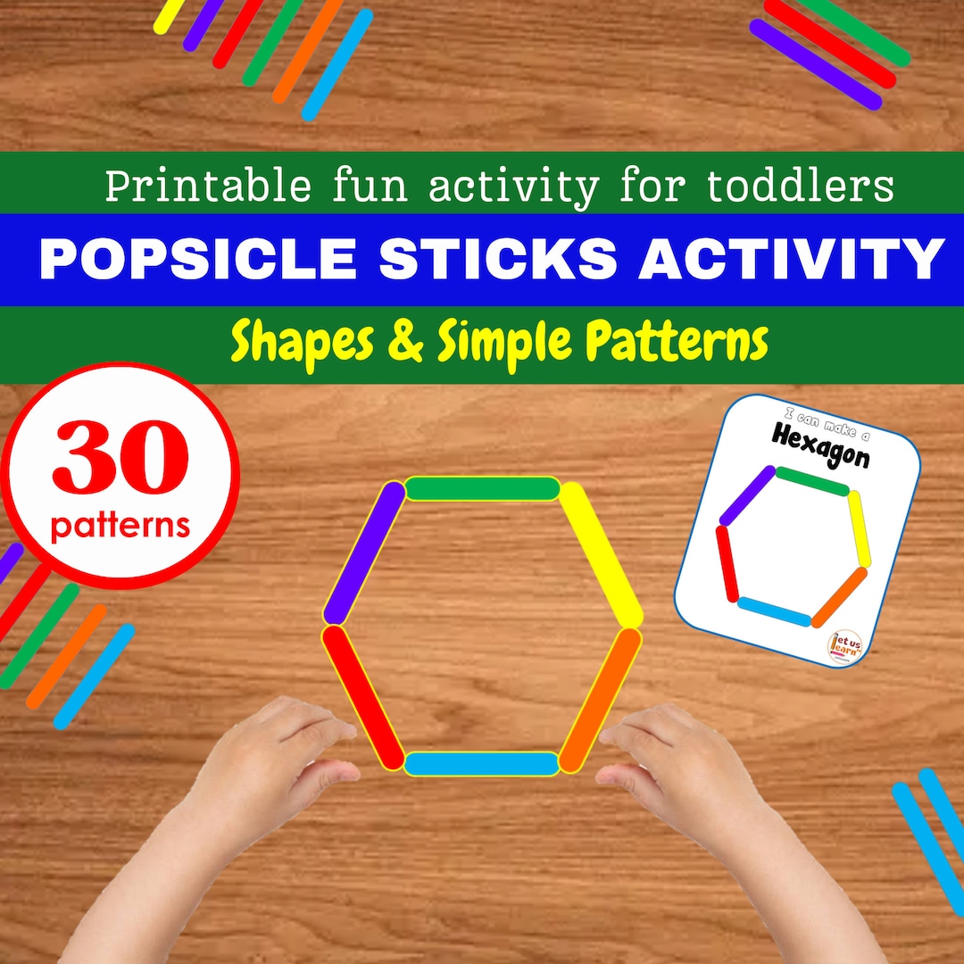 Shapes Popsicle Sticks Patterns Activity for Preschool Toddlers ...