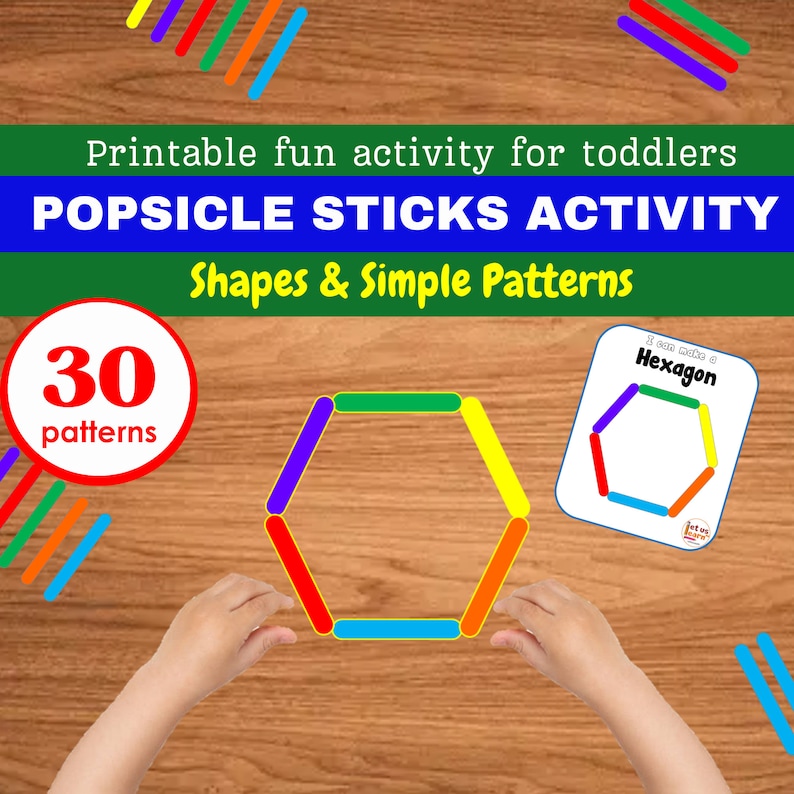 Shapes Popsicle Sticks Patterns Activity for Preschool Toddlers ...