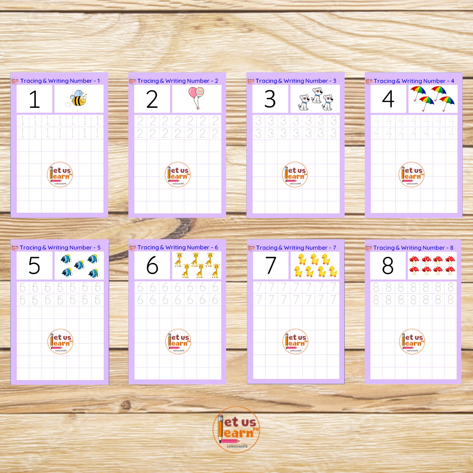 Numbers Tracing Writing Counting Worksheet Activity Toddler Preschool ...