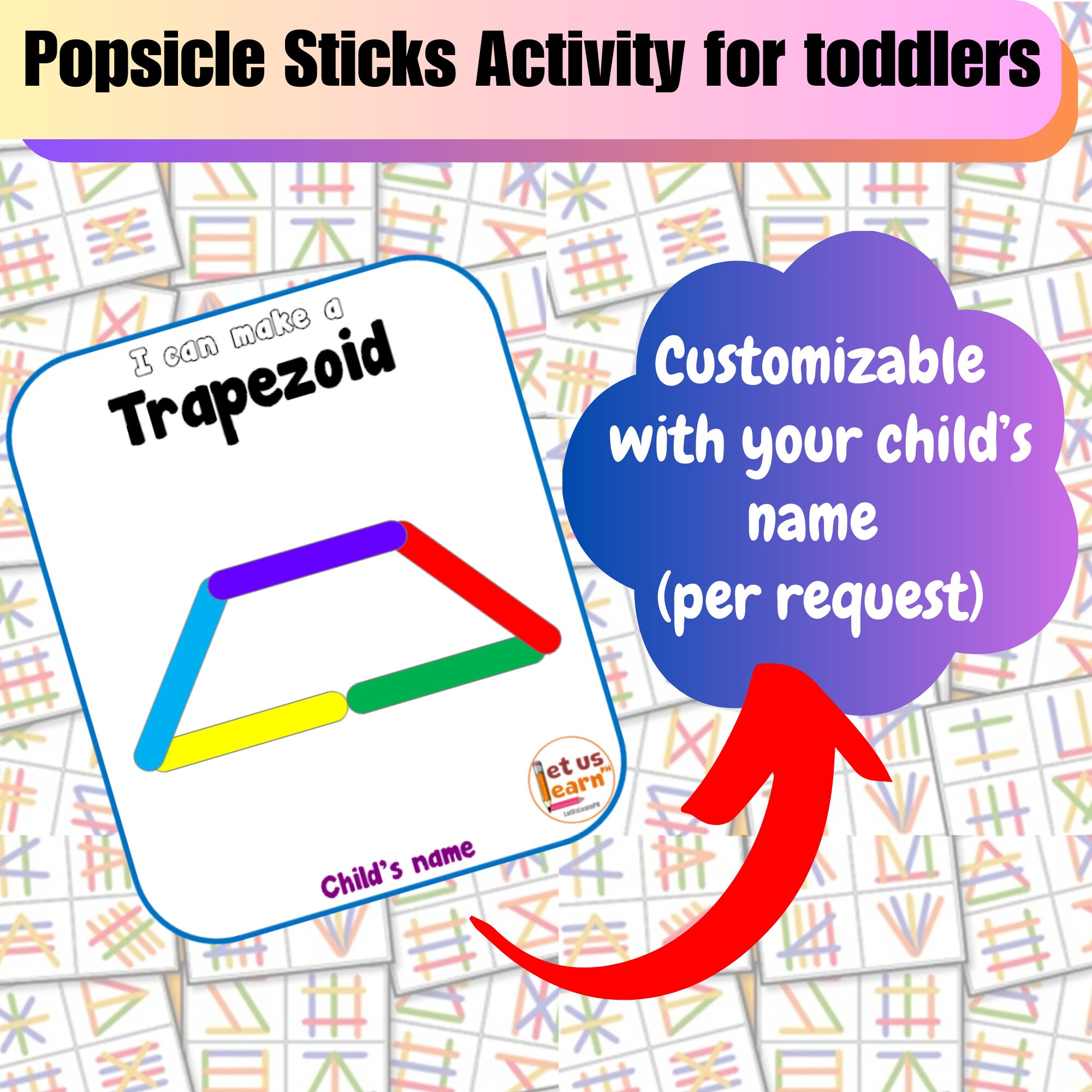 Shapes Popsicle Sticks Patterns Activity for Preschool Toddlers ...