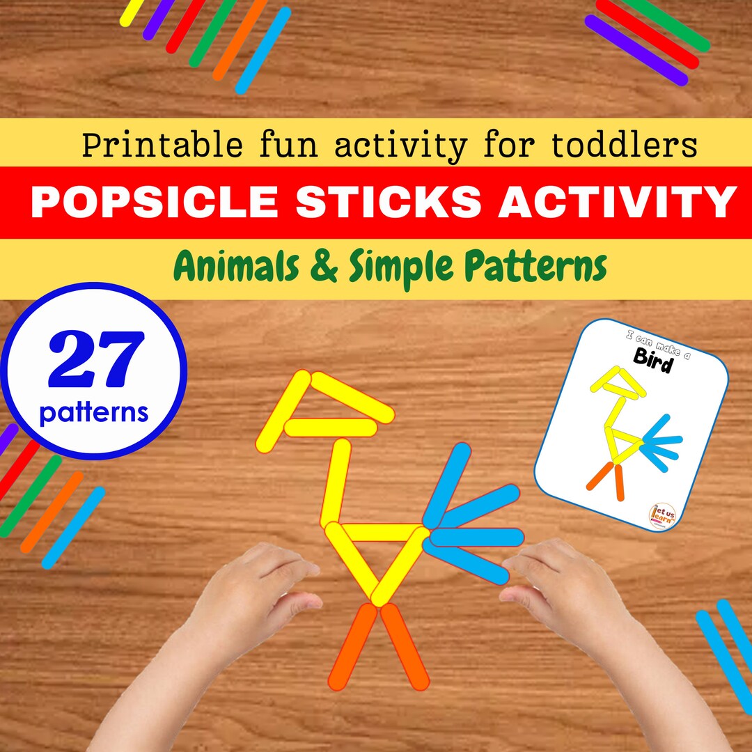 Animals Popsicle Sticks Patterns Activity for Preschool Toddlers ...