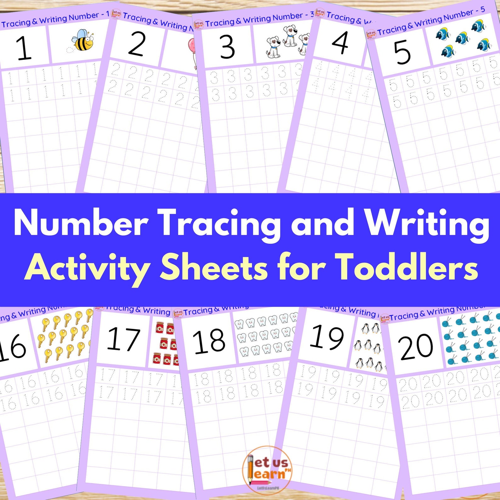 Numbers Tracing Writing Counting Worksheet Activity Toddler Preschool ...
