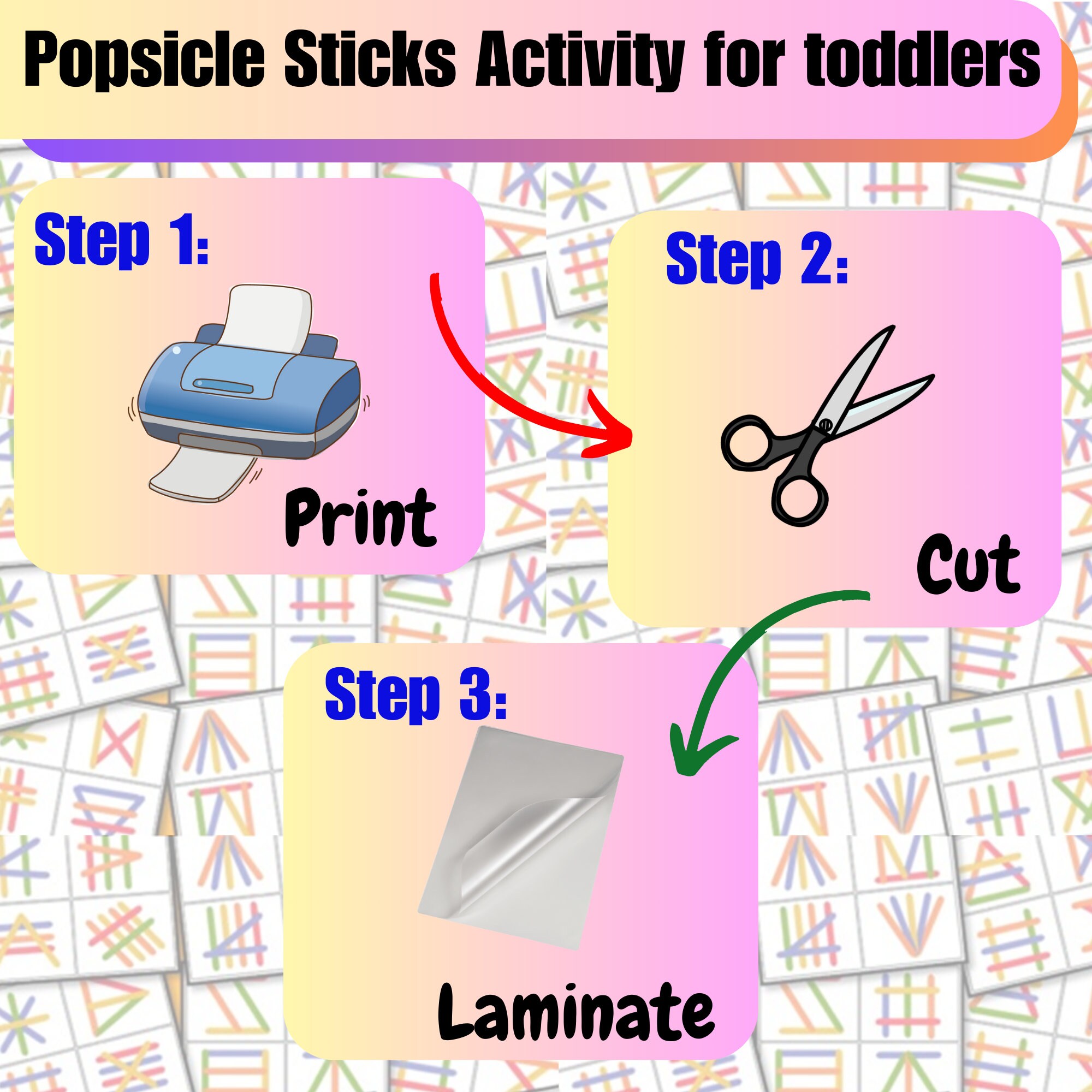 Stars Holiday Popsicle Sticks Patterns Activity for Preschool Toddlers ...