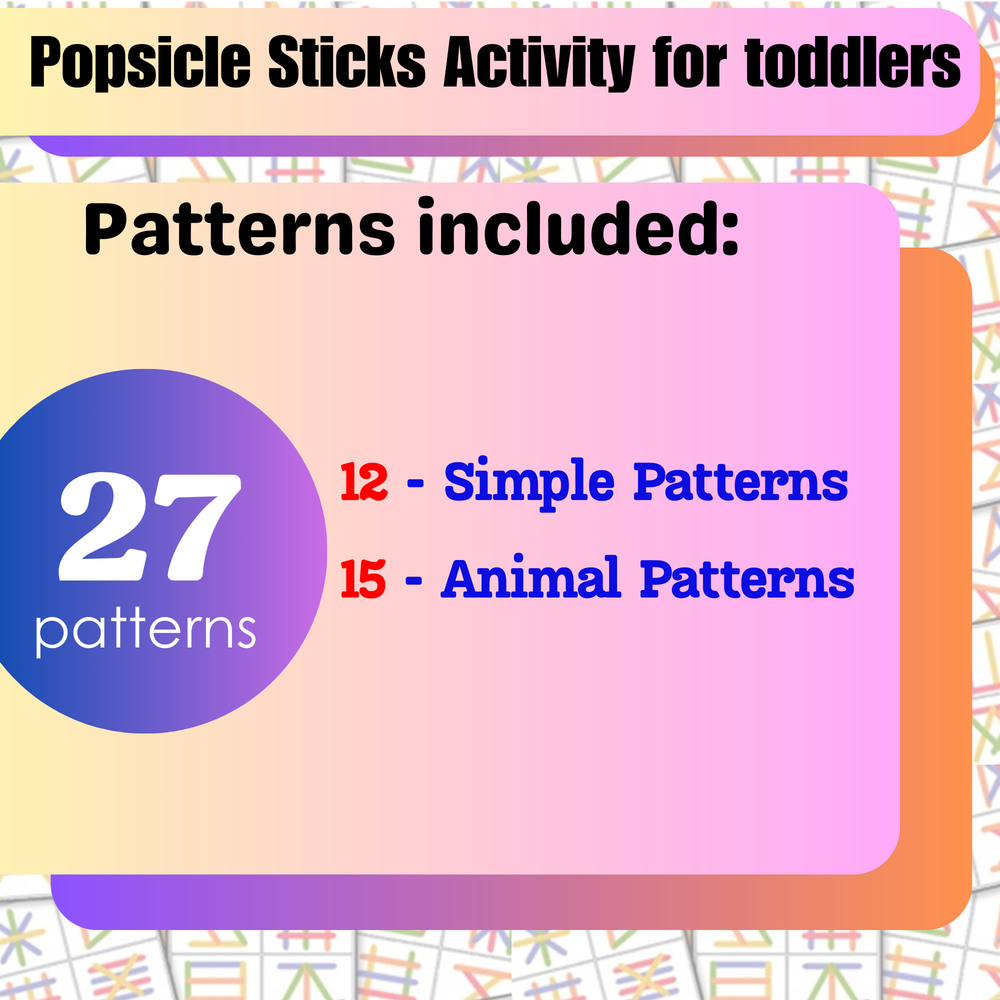 Animals Popsicle Sticks Patterns Activity for Preschool Toddlers ...