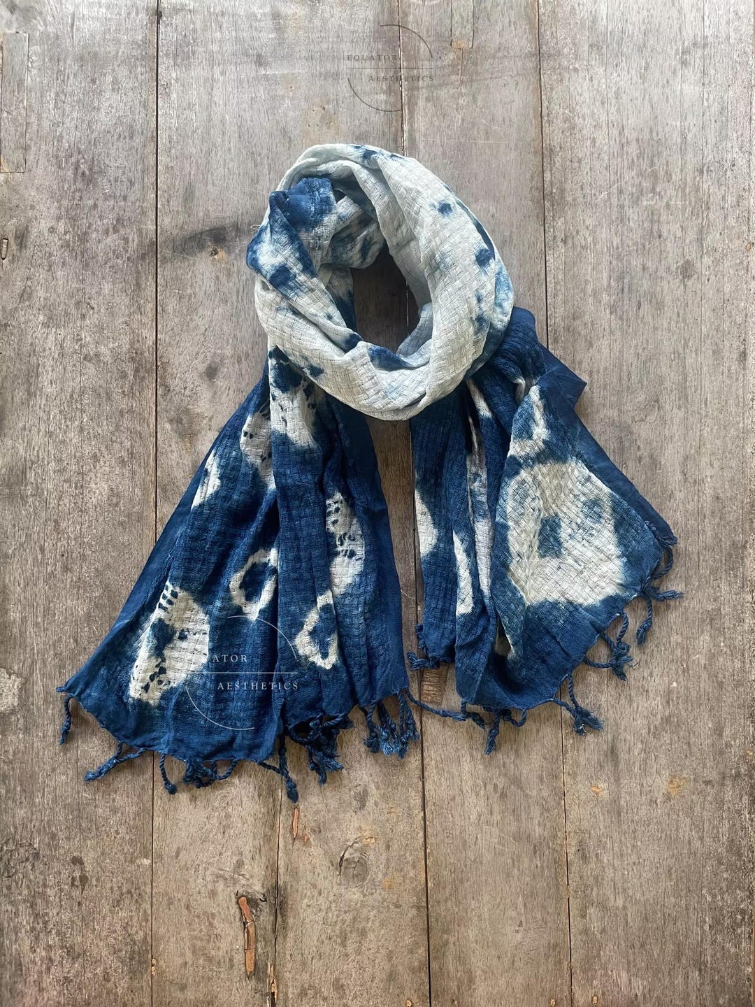 Shibori Handwoven Shawl Indigo Blue Made From Natural Cotton, Handmade ...