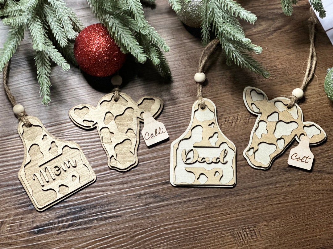 Stocking Name Tag Country Christmas Stocking Tag Cow Name Tags Ear Tag ...