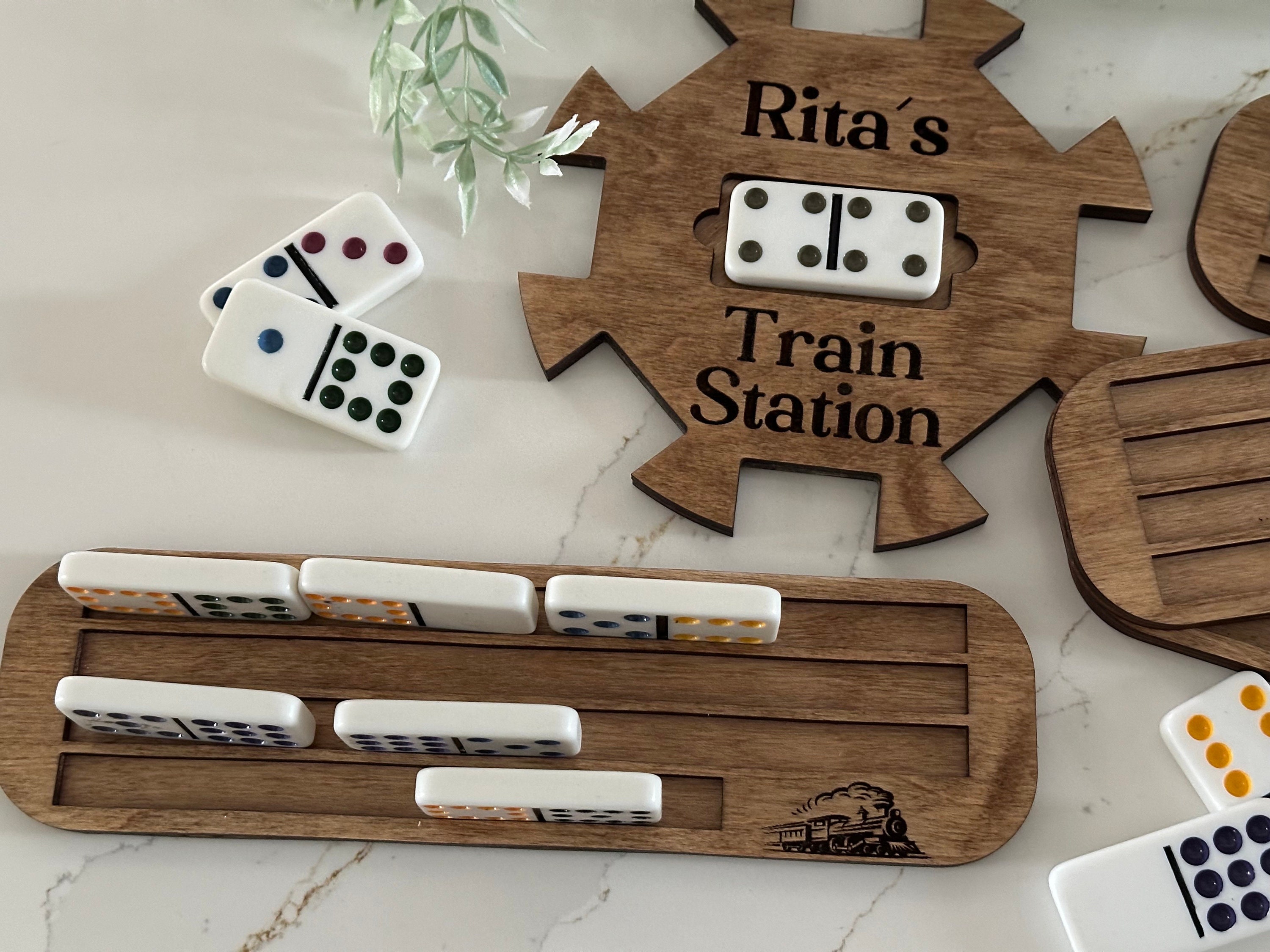 Mexican Train Personalized Set Custom Dominoes Game Hub Dominoes Holder ...