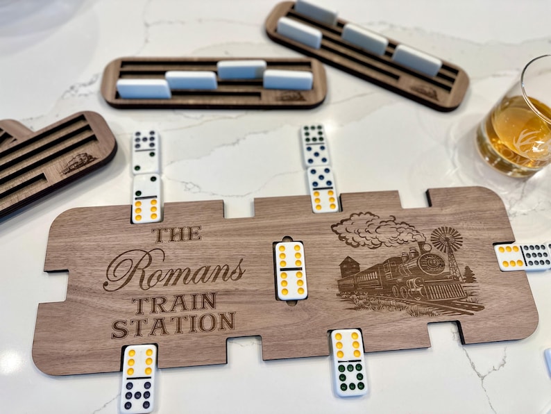 Mexican Train LARGE Personalized Set | Custom Dominoes Game Hub ...