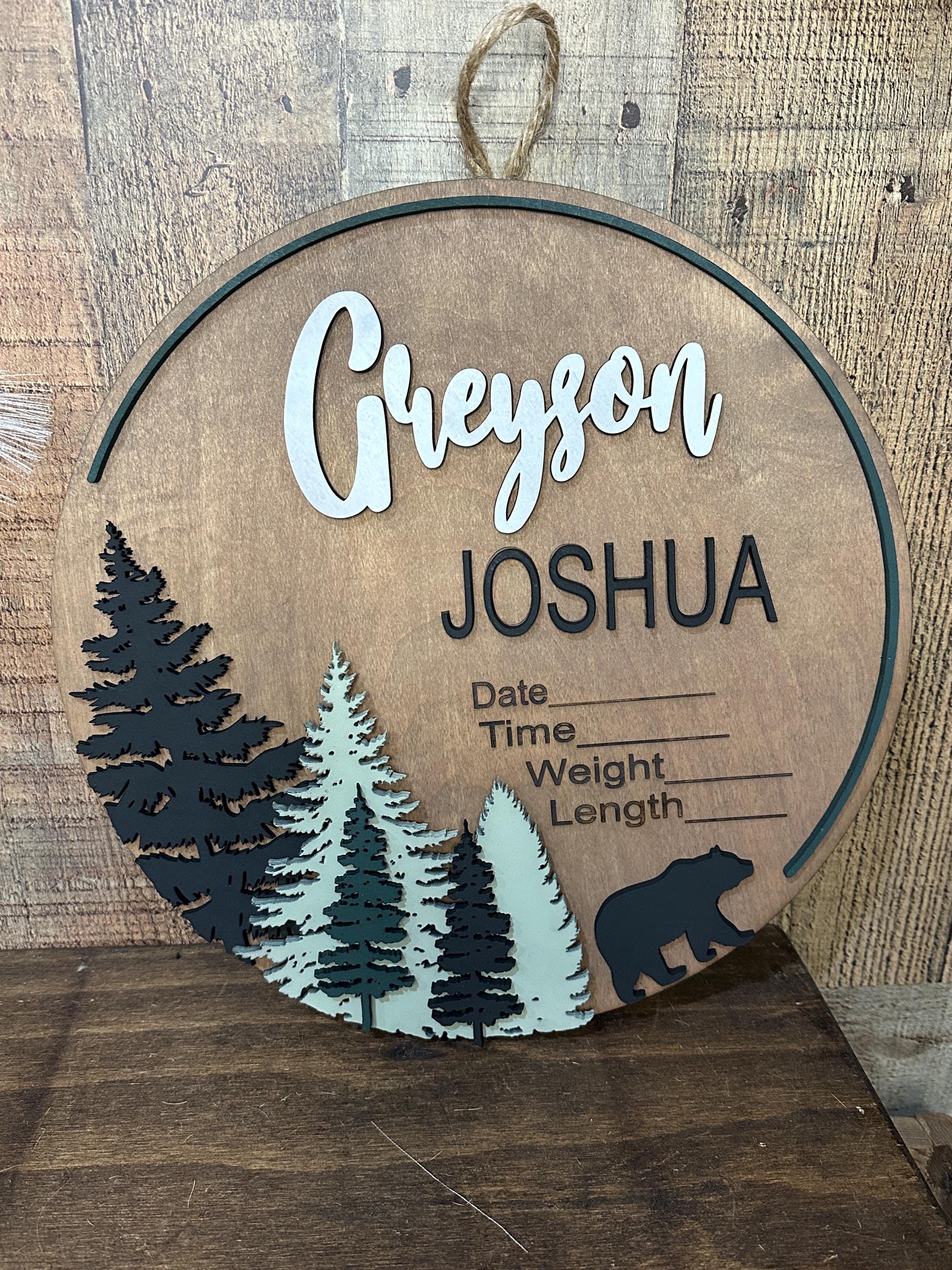 Baby Birth Announcement Sign | Woodland Themed Baby Sign |customizable ...