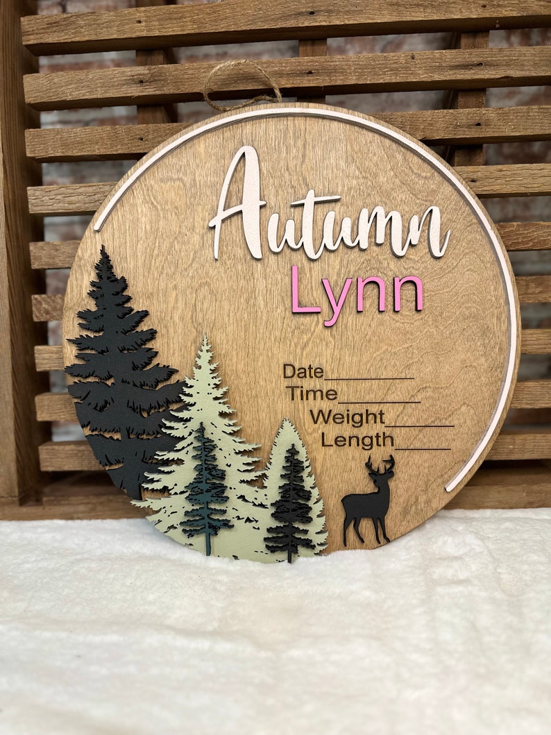 Baby Birth Announcement Sign | Woodland Themed Baby Sign |customizable ...