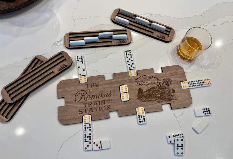 Mexican Train LARGE Personalized Set | Custom Dominoes Game Hub ...