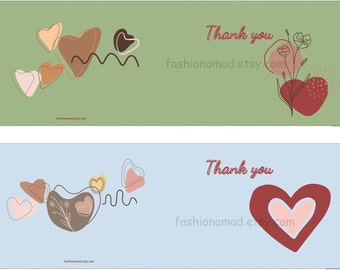 Thank You Cards Printable, Thank You Cards Boho Style, Thank You Cards Elegant, Printable Thank ...