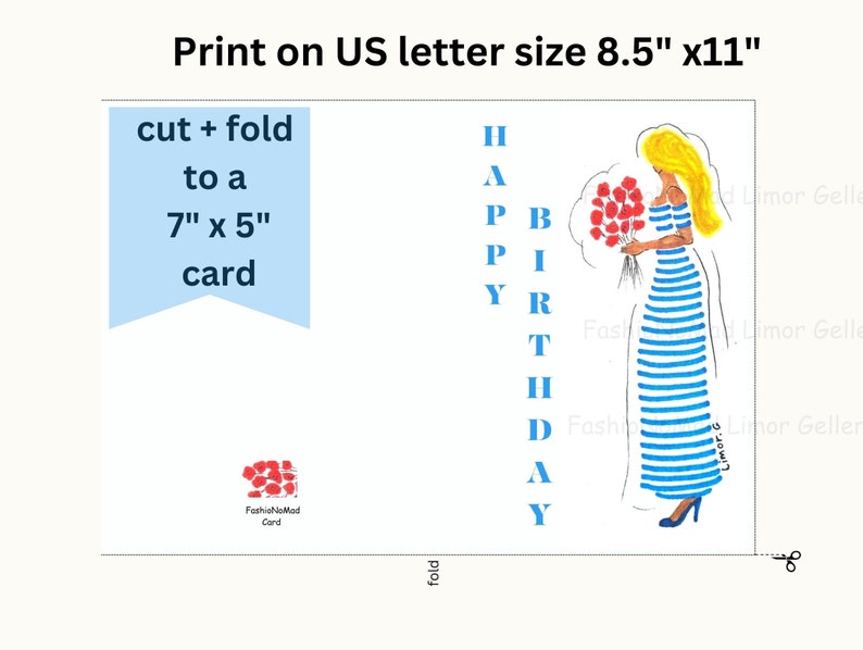 Happy Birthday Card Download Printable Card Hand Drawing - Etsy