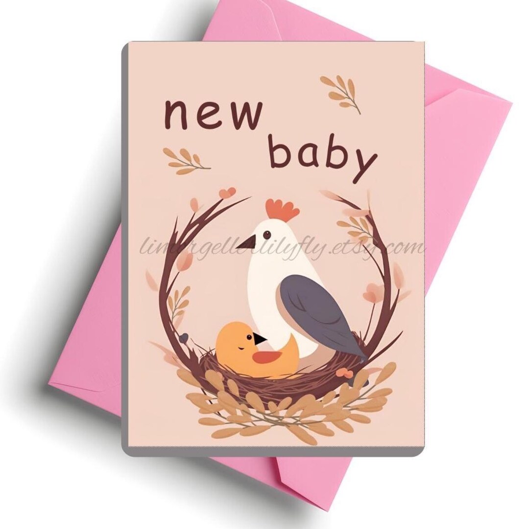 New Baby Bird, Mother and Baby Bird Greeting - Etsy