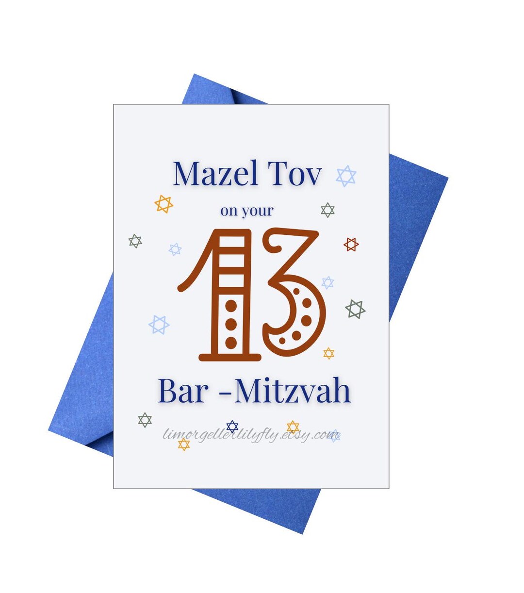 Bar Mitzvah Printable Card, Mazel Tov Greeting Card 7x5" - Etsy