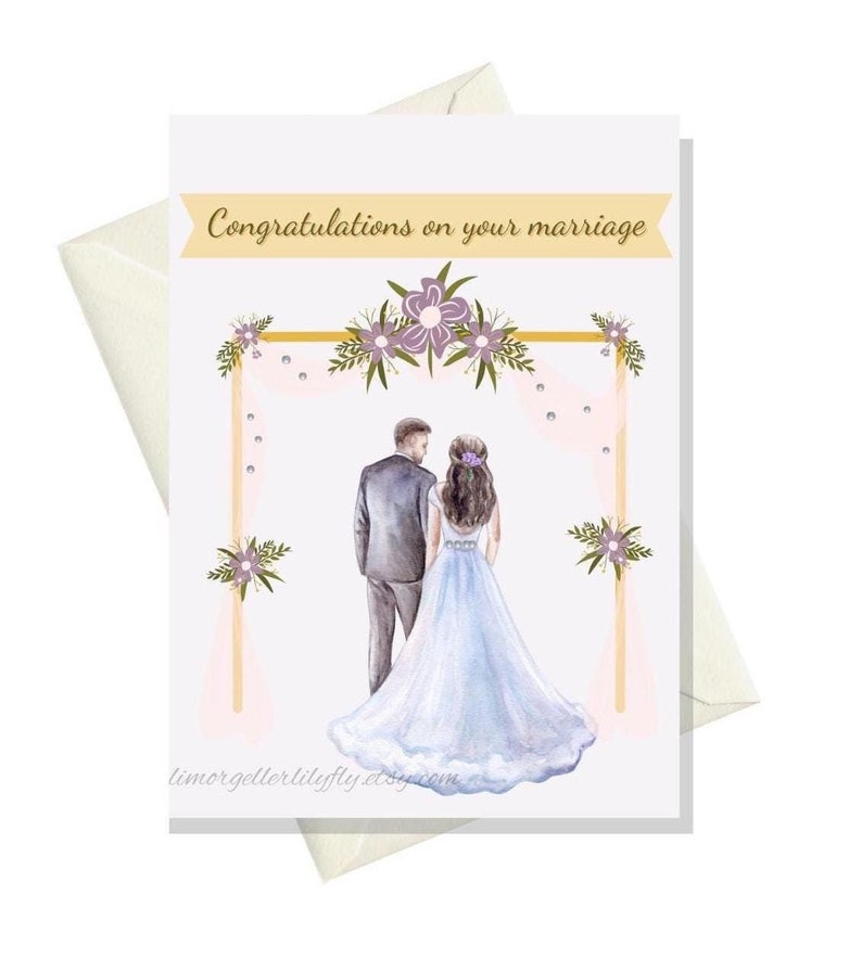 Wedding Congratulations Printable Greeting Card, Personalized Marriage ...