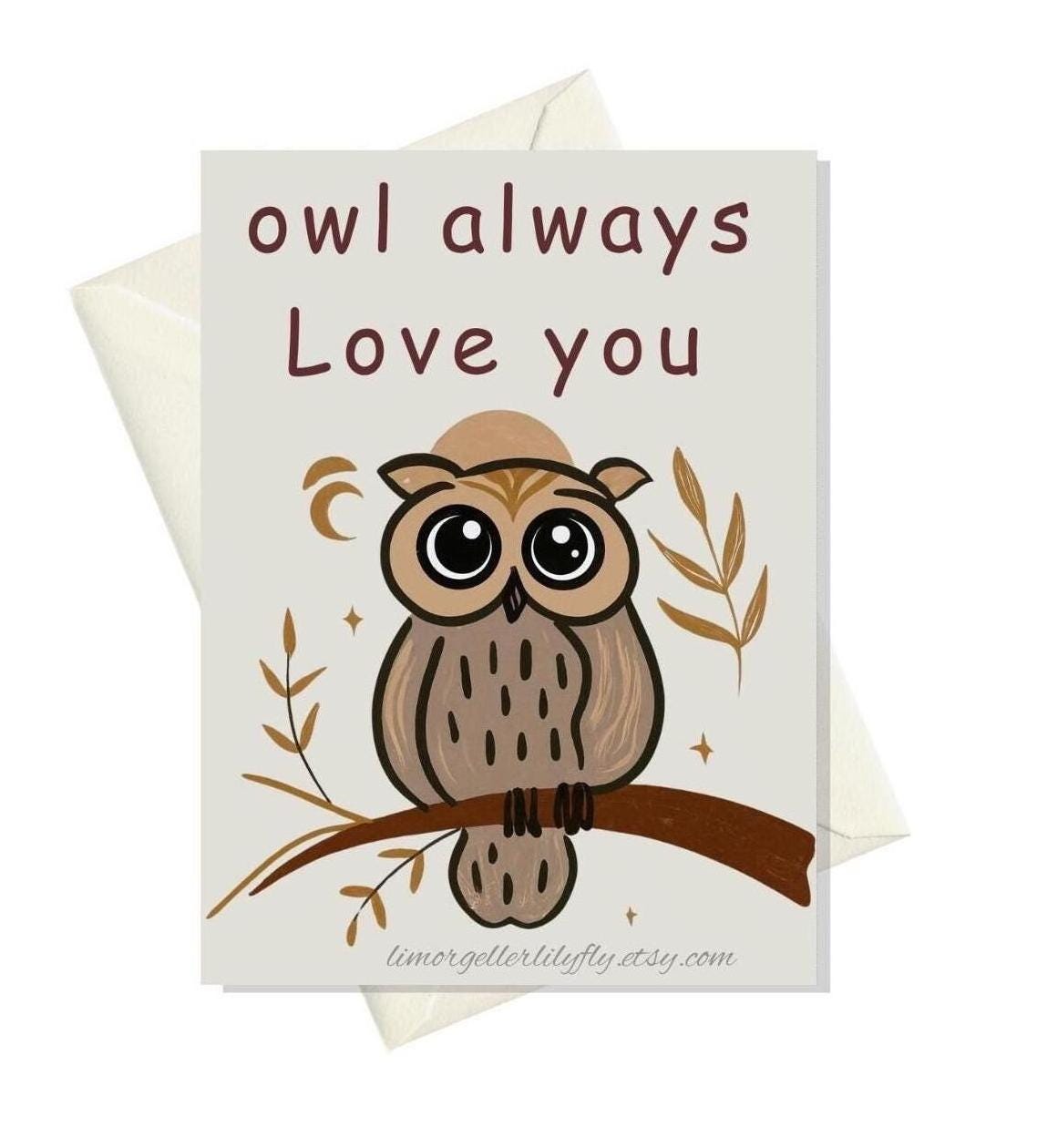 Owl Love You Printable Card , Owl Personalized Greeting Cards - Etsy