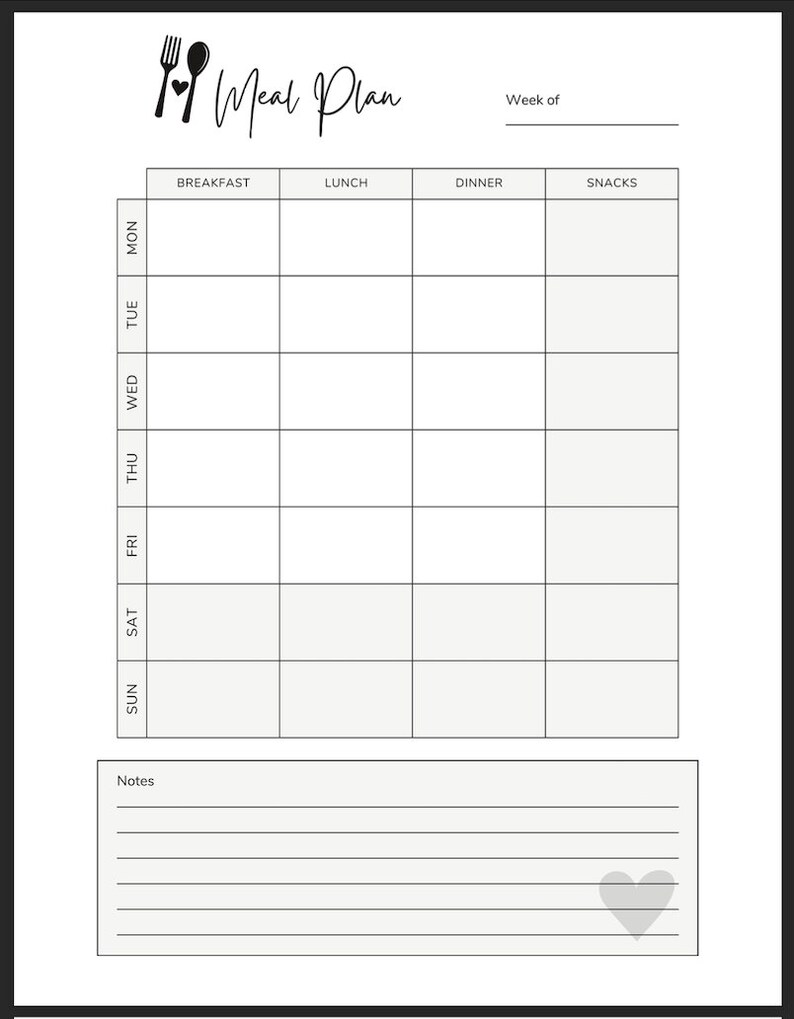 Weekly Meal Planner Printable Grocery List Pantry Inventory Meal Prep ...